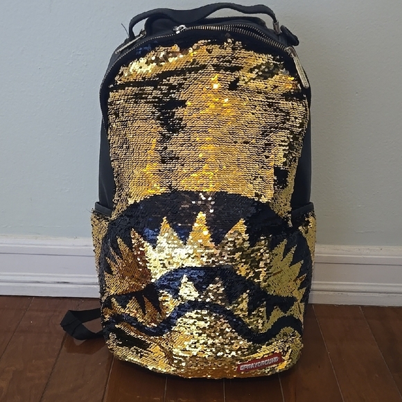 Sprayground | Bags | Sprayground Black And Gold Sequin Backpack | Poshmark